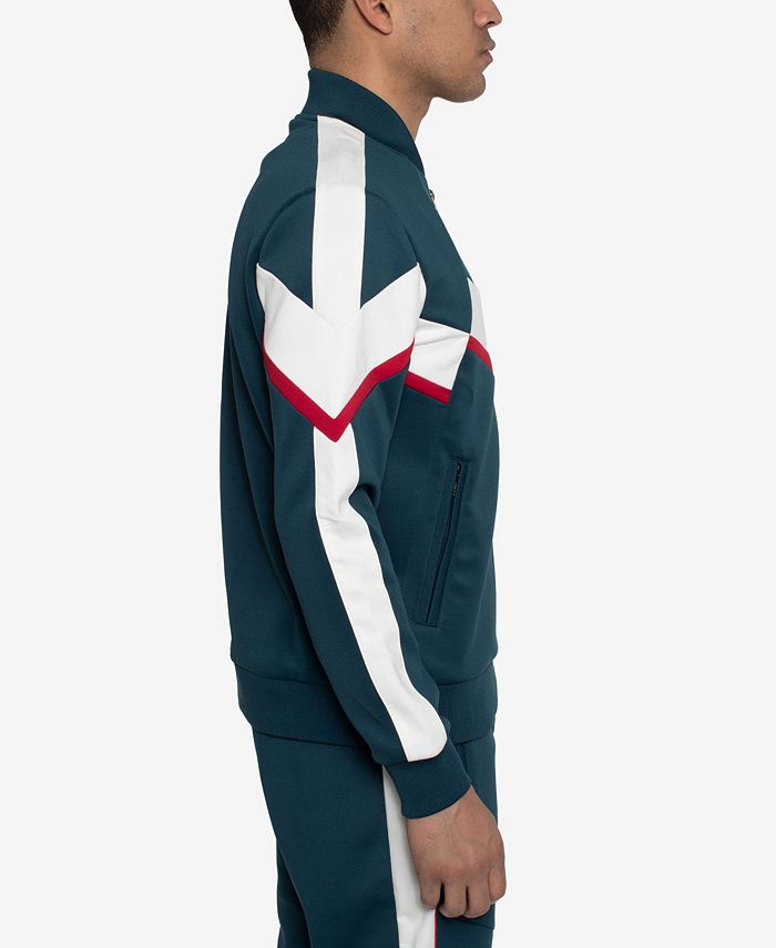 Sean John Men's Broken Chevron Blocked Track Jacket & Reviews - Coats ...