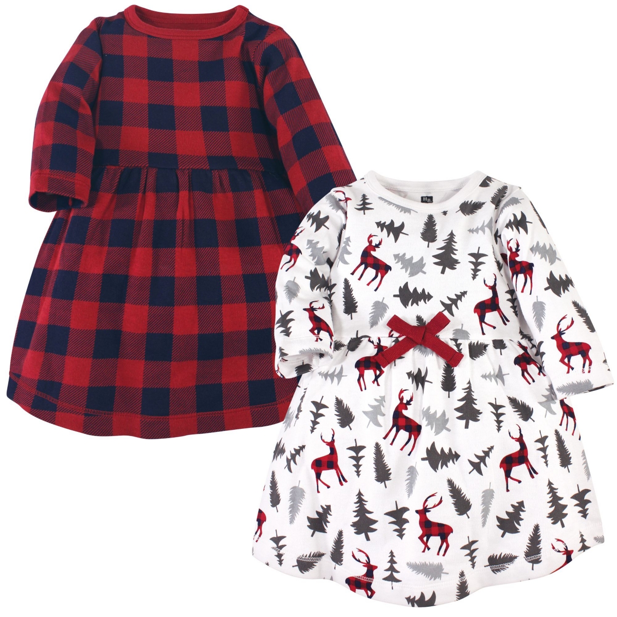 Hudson Baby Toddler Girls Hudson Cotton Dresses  Be Mine Valentine 2pck - Forest deer