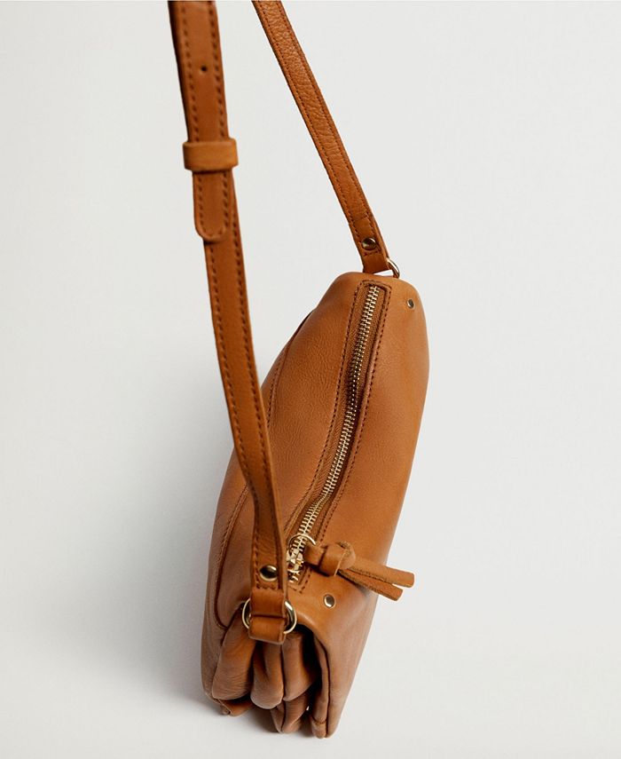 MANGO Women's Flap Leather Crossbody Bag - Macy's