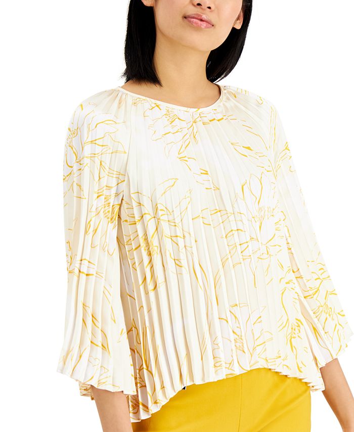 Alfani Pleated Floral-Print Top, Created for Macy's - Macy's