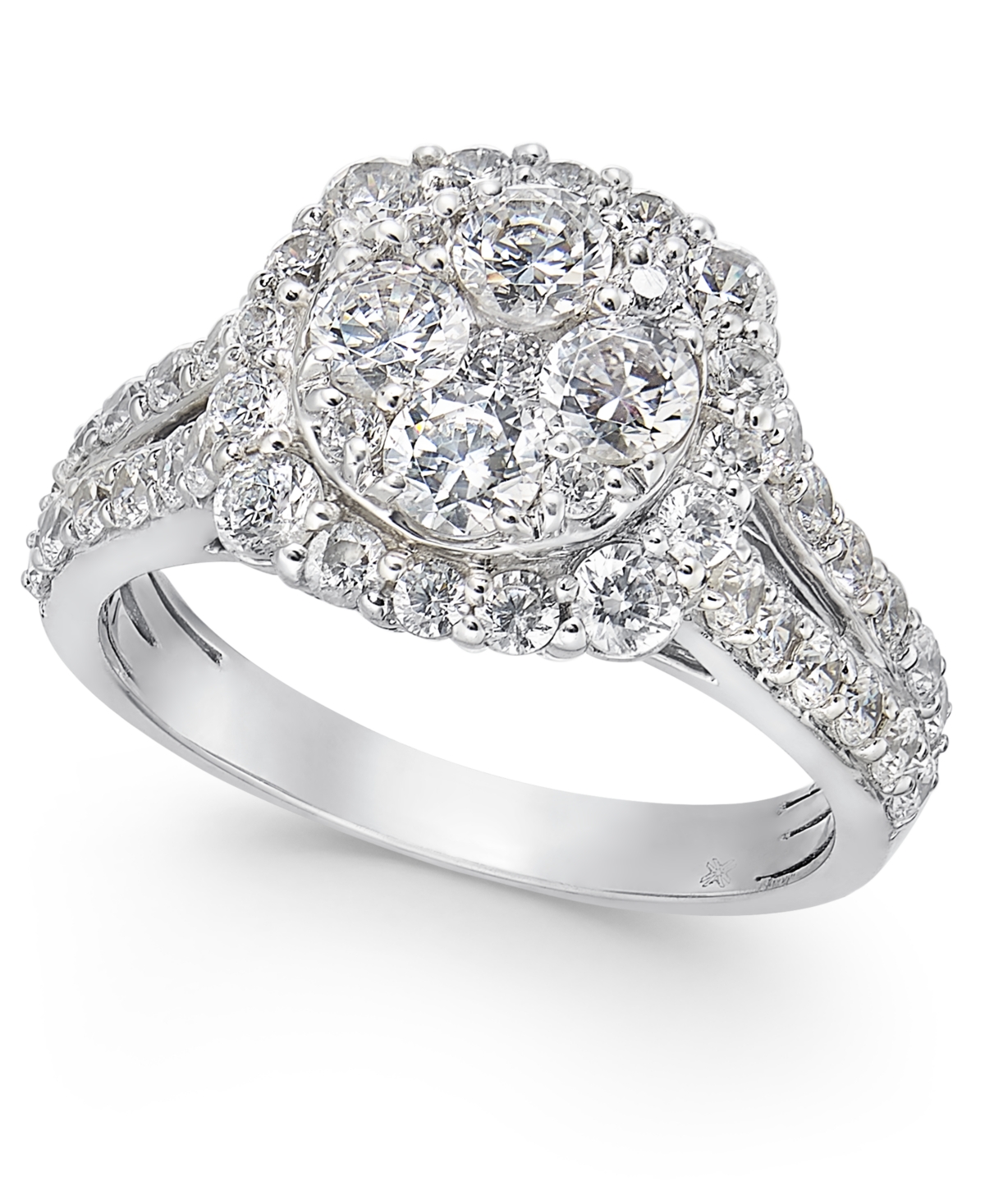 Click here for Diamond Halo Cluster Engagement Ring (2 ct. t.w.)... prices
