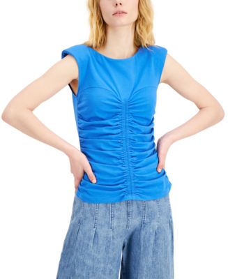 INC International Concepts Ruched-Front Top, Created for Macy's - Macy's