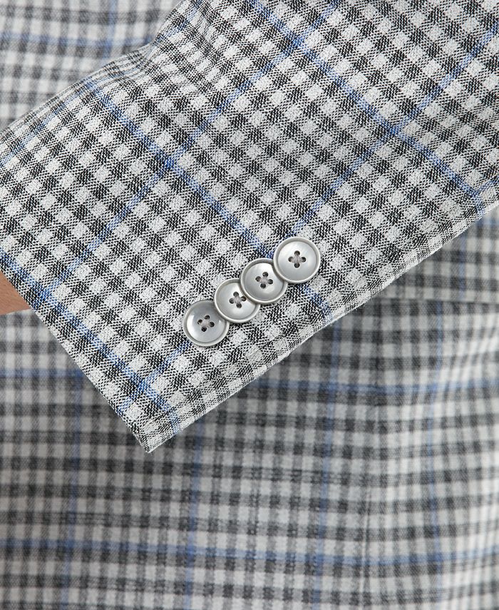 Tommy Hilfiger Men's Slim-Fit Gray & Blue Check Blazer - Macy's