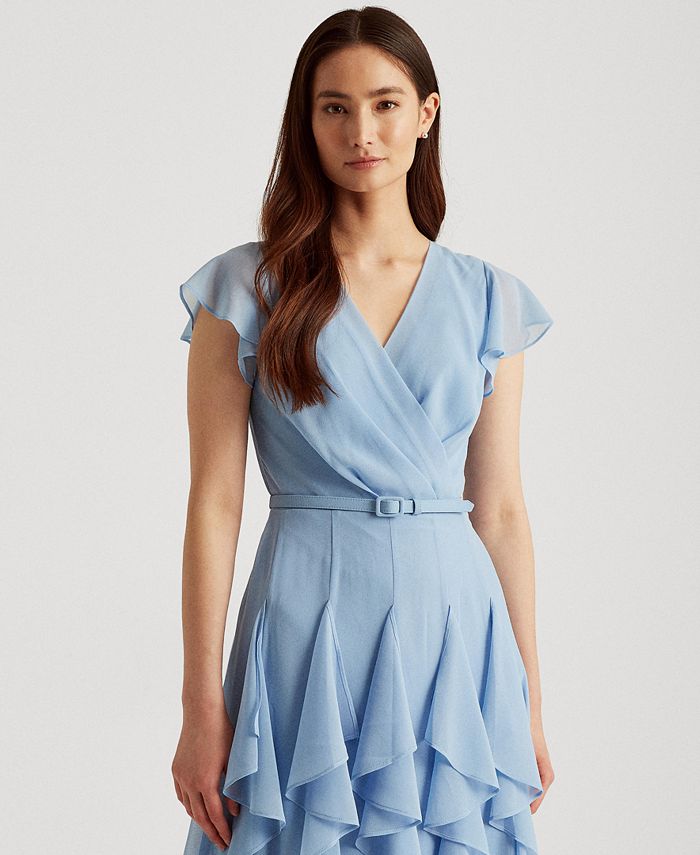 Lauren Ralph Lauren Ruffle-Trim Georgette Dress - Macy's