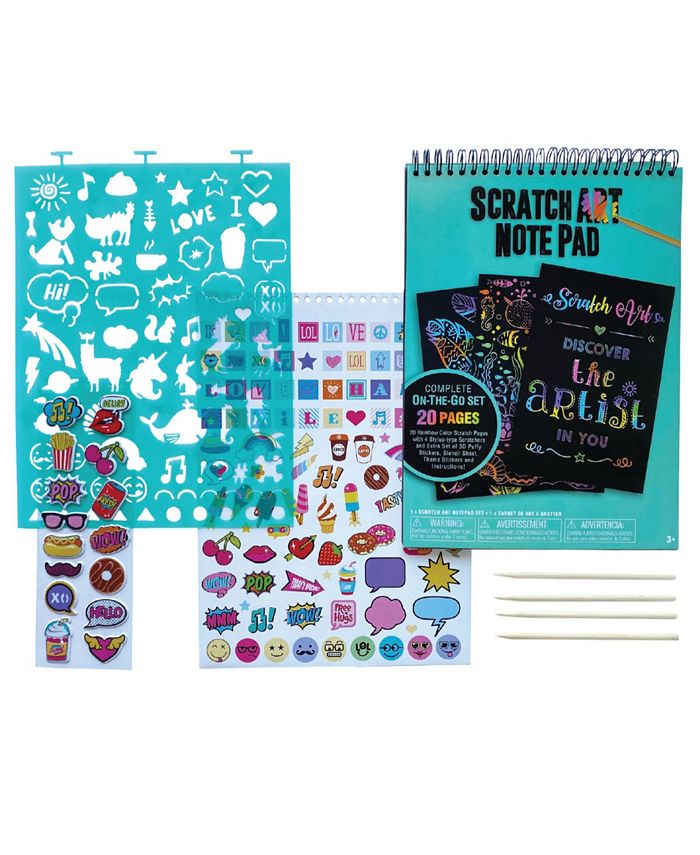 Style Me Up! Scratch Art Note Pad Activity Set - 20 Rainbow Color ...