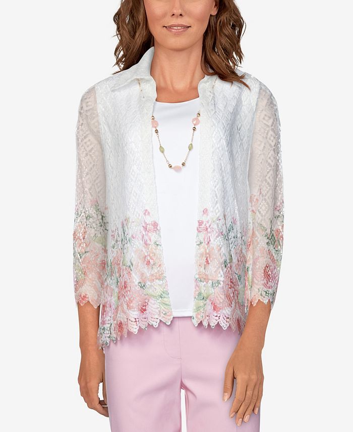 Alfred Dunner Women's Missy Springtime in Paris Border Floral Lace Two ...