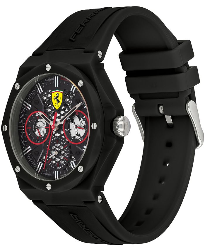 Ferrari Men's Aspire Black Silicone Strap Watch 44mm - Macy's