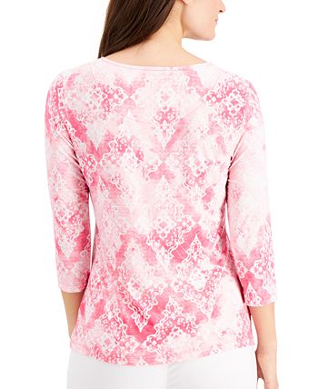 JM Collection Printed Jacquard Top, Created for Macy's - Macy's
