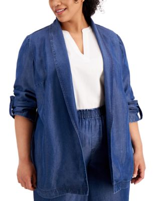 Bar III Plus Size Roll Tab Jacket, Created For Macys - Macy's