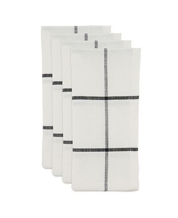 Saro Lifestyle Cotton Table Napkins with Simple Plaid Design, Set of 4 ...