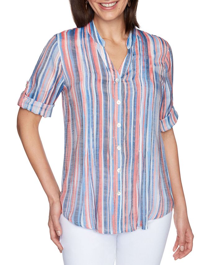 Ruby Rd. Petite Striped Utility Shirt - Macy's