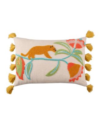 Levtex Melina Tropical Tiger Crewel Decorative Pillow, 14" x 20" - Macy's