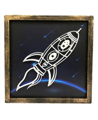 Creative Motion Rocketship Lighted Wall Art Wall with Mount Frame Light ...