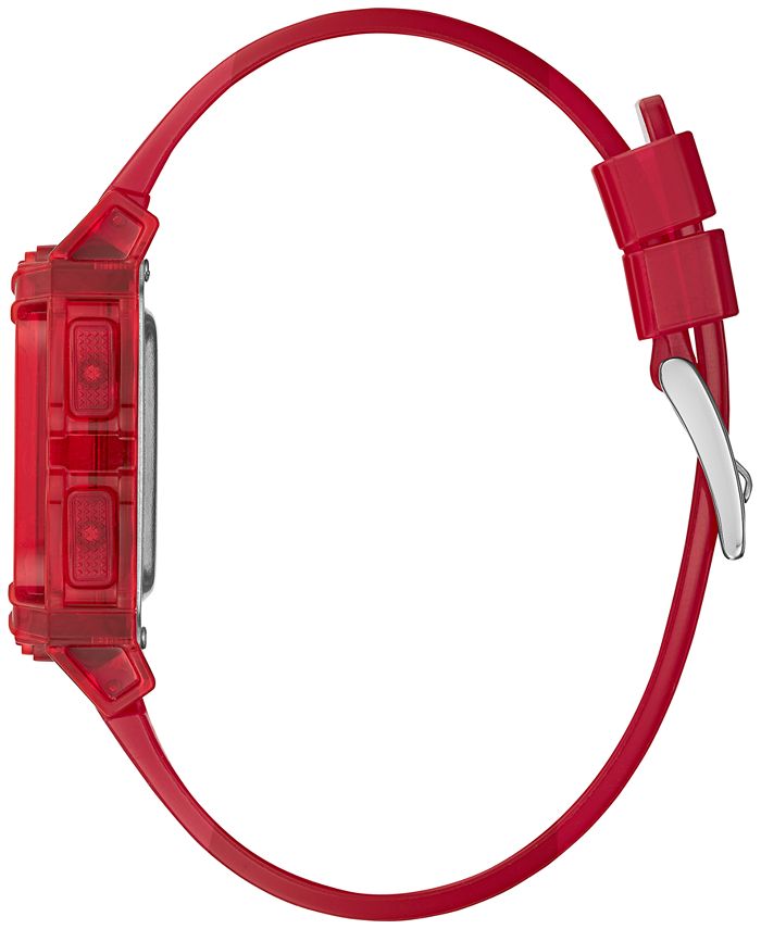 GUESS Men's Red Silicone Digital Watch 39mm - Macy's