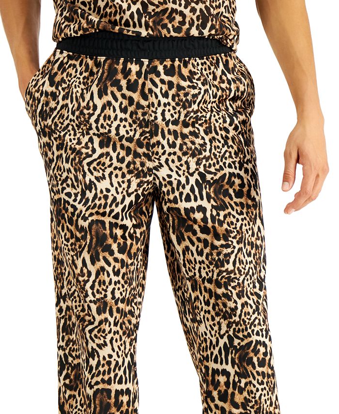 INC International Concepts Men's Regular-Fit Leopard-Print Track Pants ...