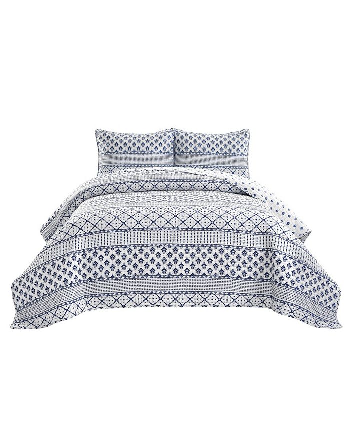 Lush Décor Monique Stripe 3 Piece Quilt Set, Full/Queen - Macy's