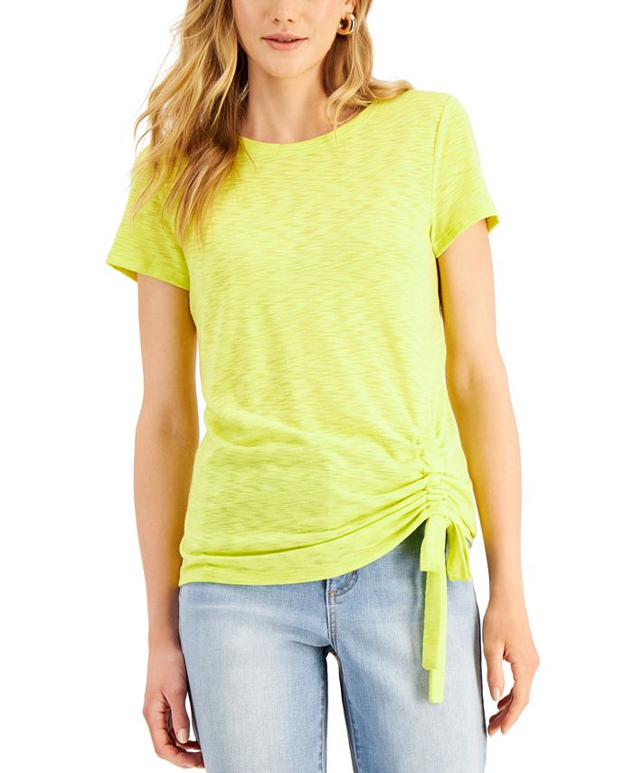 INC International Concepts Petite Side-Ruched T-Shirt, Created for Macy ...