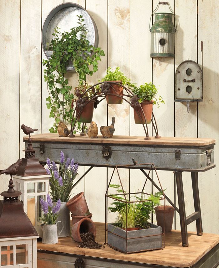 The GG Collection Hanging Round Galvanized Metal Wall Planter - Macy's