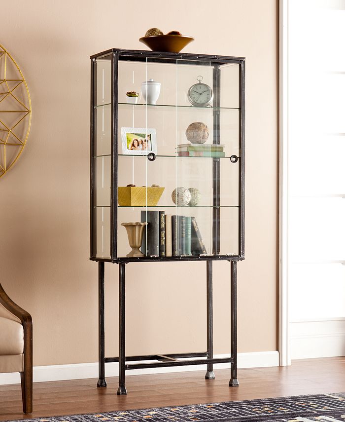 Southern Enterprises Metal, Glass Sliding-door Display Cabinet - Macy's