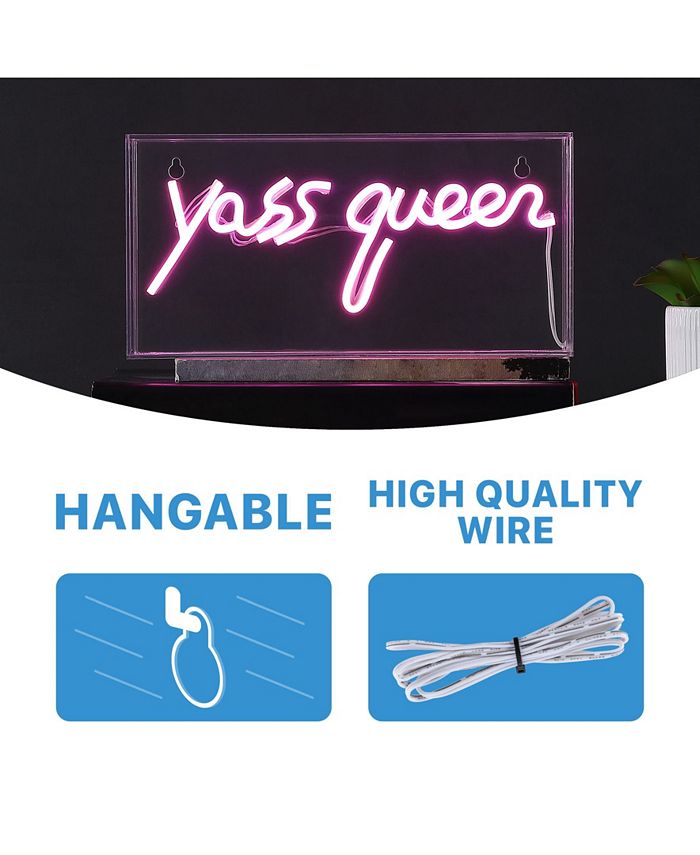 Jonathan Y Yass Queen Contemporary Glam Acrylic Box USB Operated LED ...