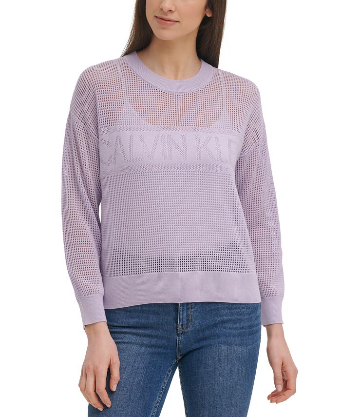 Calvin Klein Mesh Logo Top - Macy's
