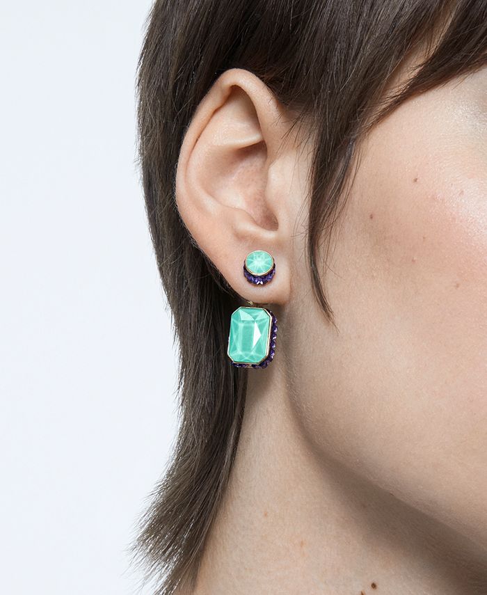 Swarovski Gold-Tone Crystal Reversible Front & Back Earrings - Macy's