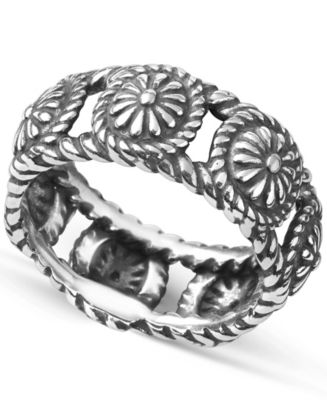 American West by Carolyn Pollack Sterling Silver Concha Ring - Macy's