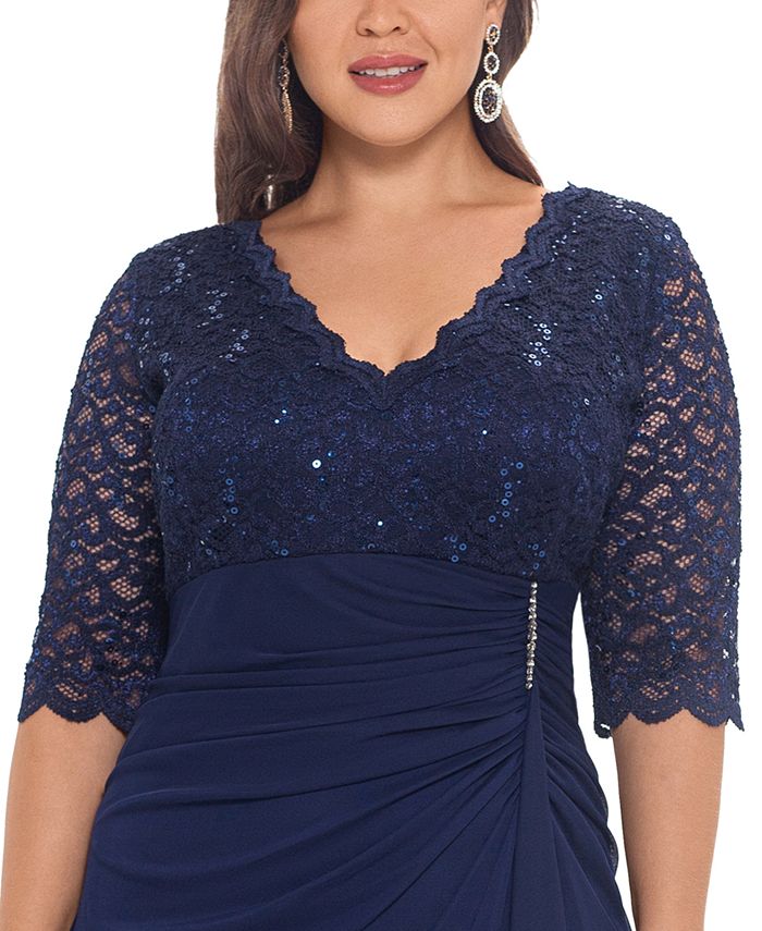Betsy And Adam Plus Size V Neck Gown Macys