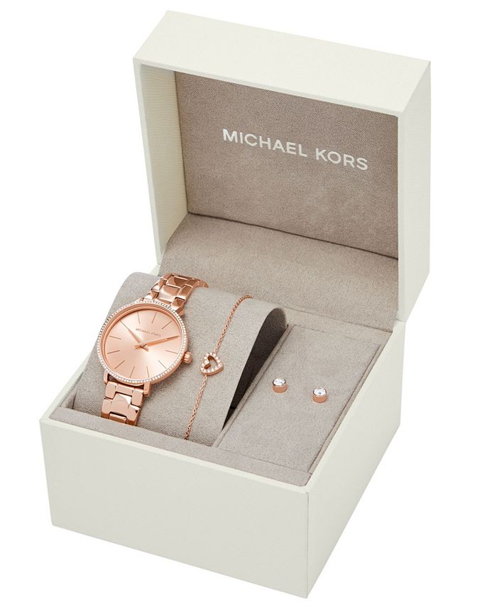 Michael Kors Women's Pyper Rose Gold-Tone Stainless Bracelet Watch 32mm ...