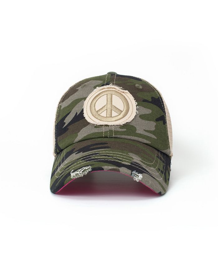 Shady Lady Peaceful Lady Women's Adjustable Snap Back Mesh Camo Peace ...