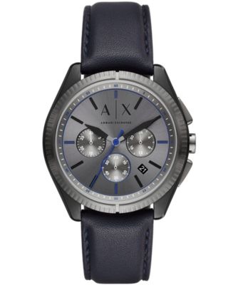 A|X Armani Exchange Men's Chronograph Blue Leather Strap Watch 43mm ...