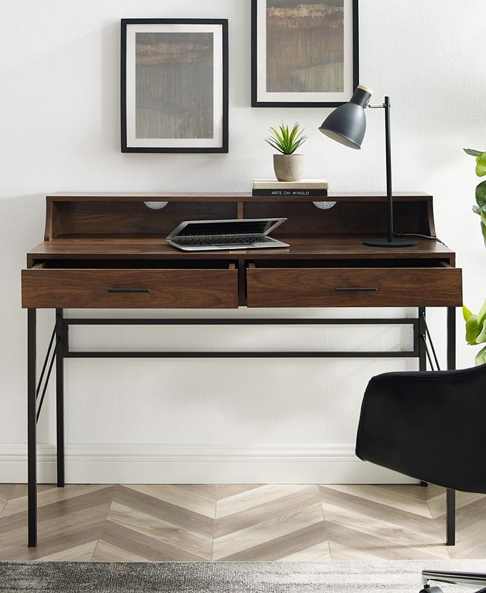 Walker Edison 2-Drawer Desk with Hutch - Macy's