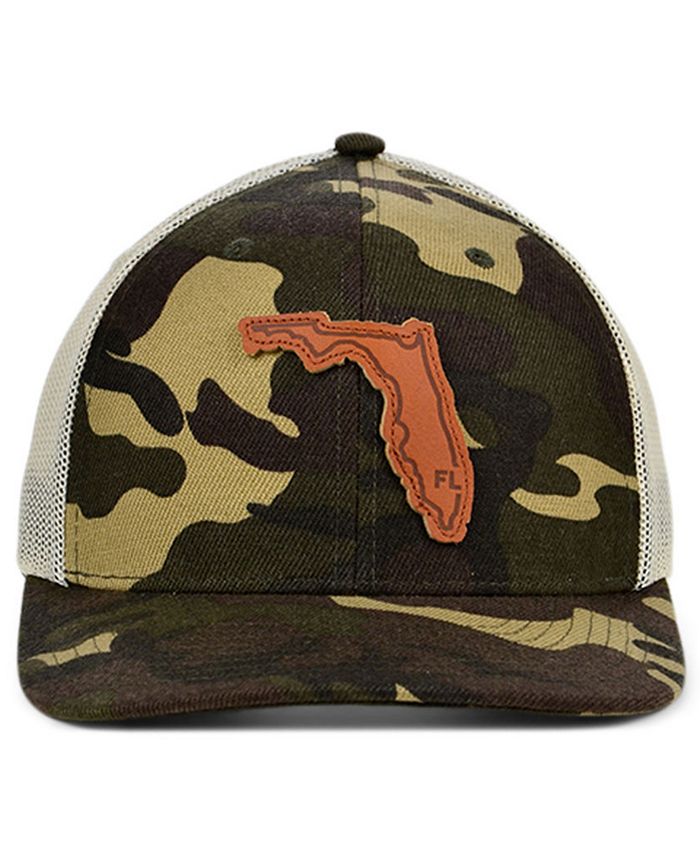 Lids Local Crowns Florida Woodland Leather State Patch Curved Trucker ...
