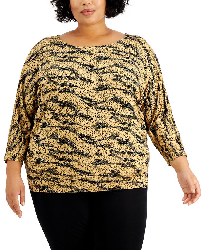 JM Collection Plus Size Printed Banded Top, Created for Macy's - Macy's