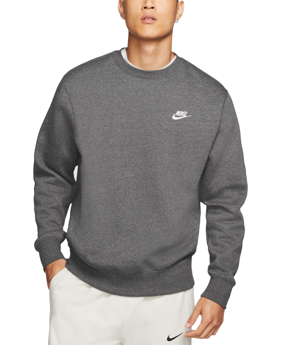 Click here for Nike Mens Club Fleece Crew Sweatshirt - Charcoal H... prices