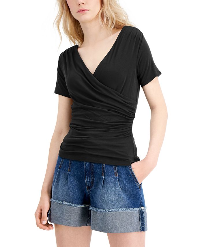 INC International Concepts Faux-Wrap Top, Created for Macy's - Macy's