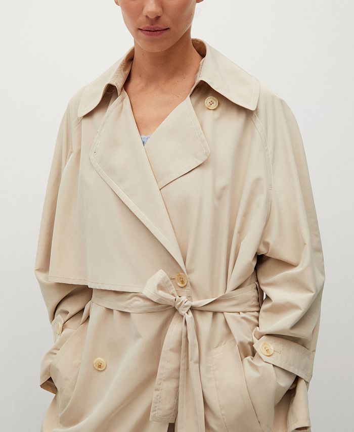 MANGO Lyocell Flowy Trench Coat - Macy's