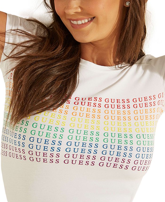 GUESS Rainbow Repeat Logo T-Shirt - Macy's
