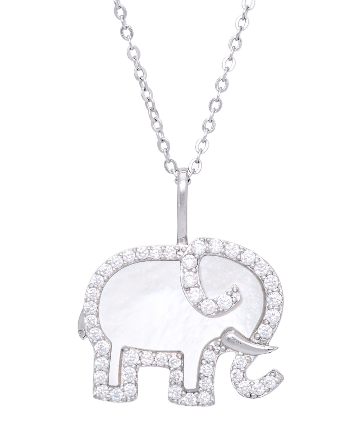 Click here for Mother of Pearl Cubic Zirconia Elephant Pendant 18... prices