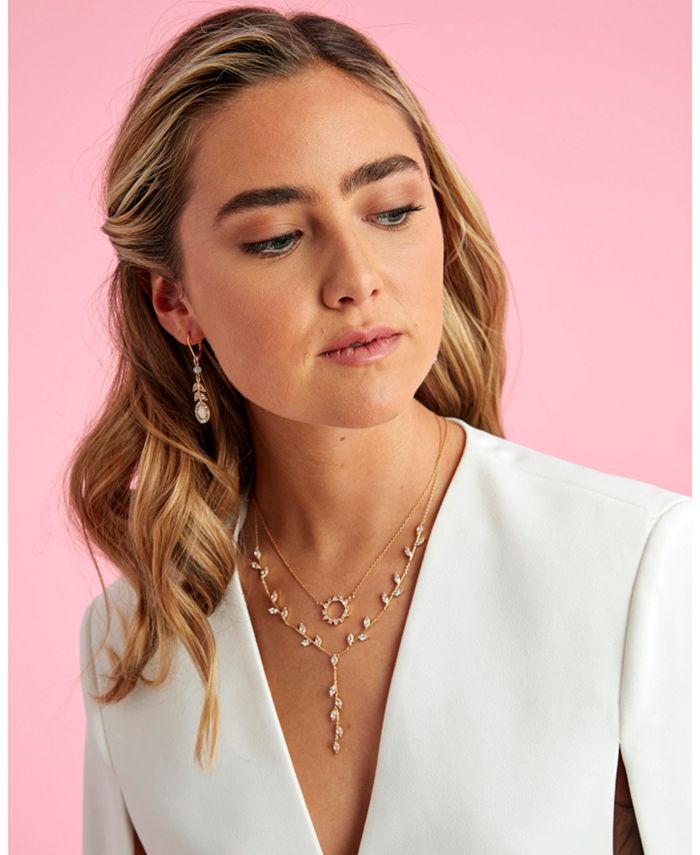 lonna & lilly Gold-Tone Cubic Zirconia Vine Lariat Necklace, 16" + 3 ...