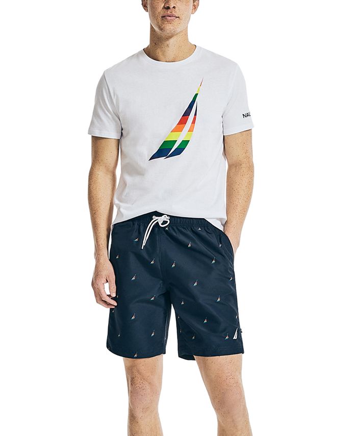 Nautica Men's Pride Rainbow Logo-Print 8" Swim Trunks & Reviews ...