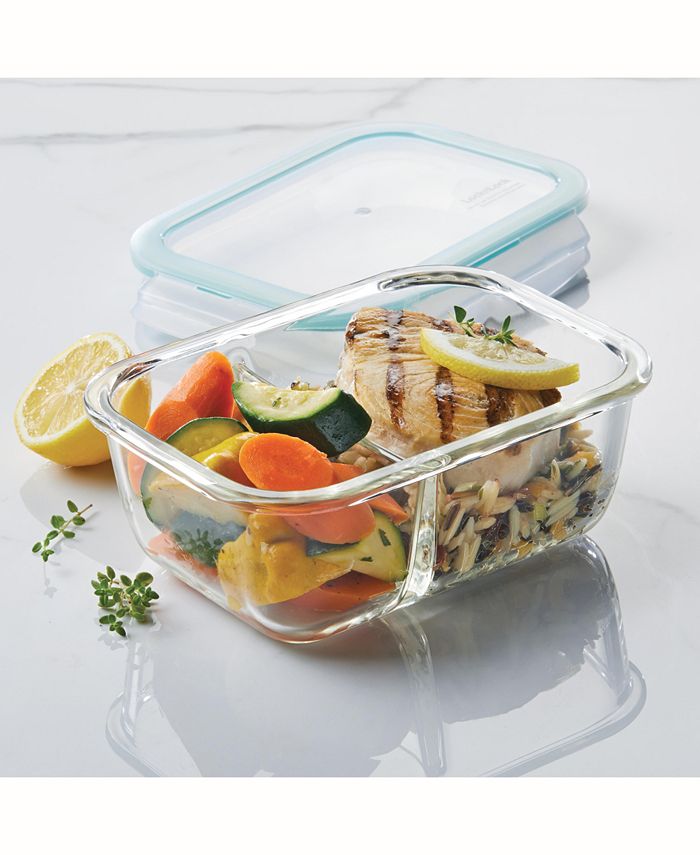 Lock n Lock Purely Better Glass Divided Rectangular Food Storage ...