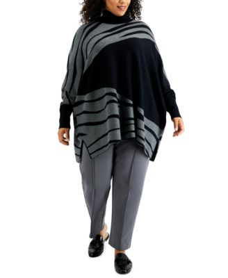 Alfani Plus Size Printed Turtleneck Sweater, Created for Macy's - Macy's