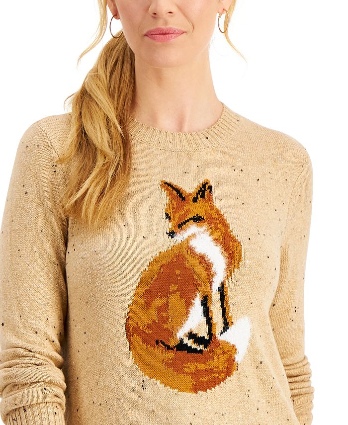 Charter Club Fox-Print Sweater, Created for Macy's & Reviews - Sweaters ...
