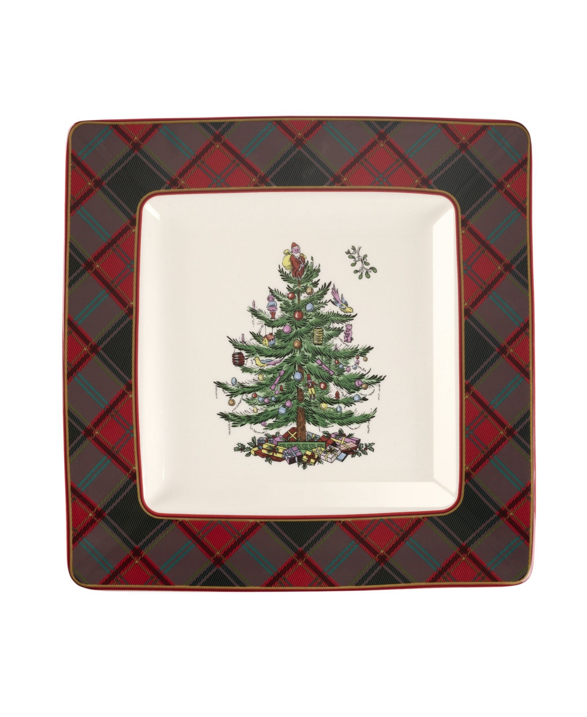 Click here for Spode Christmas Tree Tartan Square Platter - White... prices