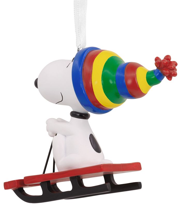 Hallmark Peanuts Snoopy Sledding Christmas Ornament - Macy's