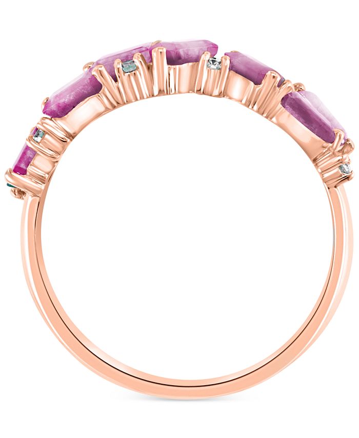 EFFY Collection EFFY® Pink Sapphire (1 ct. t.w.) & Diamond (1/8 ct. t.w ...