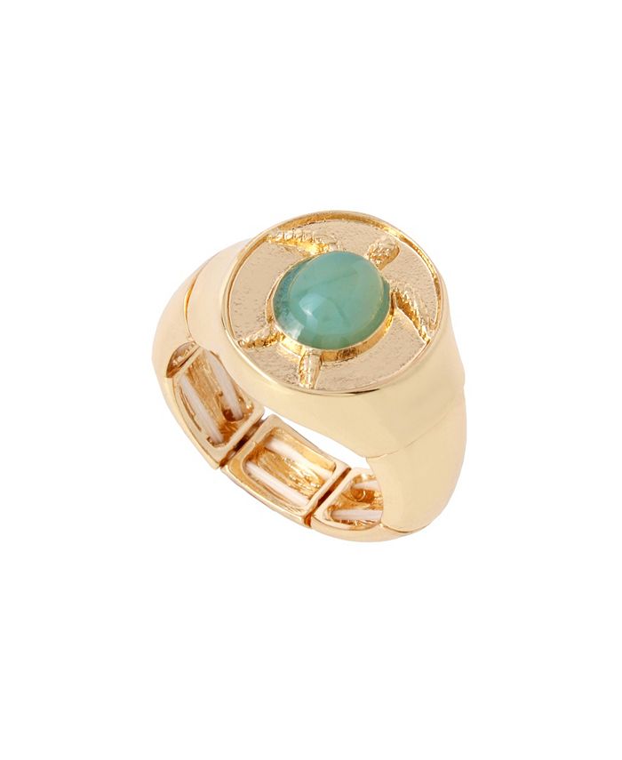 Jessica Simpson Women's Turtle Signet Stretch Ring - Macy's
