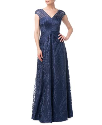 JS Collections Tessie V-Neck Gown - Macy's
