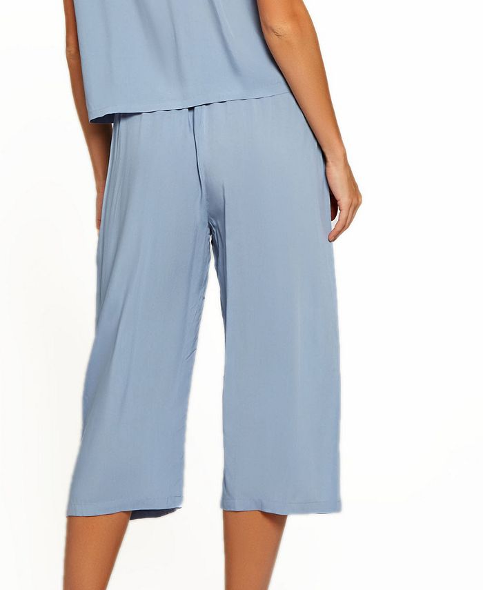 iCollection Women's Renee Ultra Soft Rayon Wide Leg Lounge Capri ...